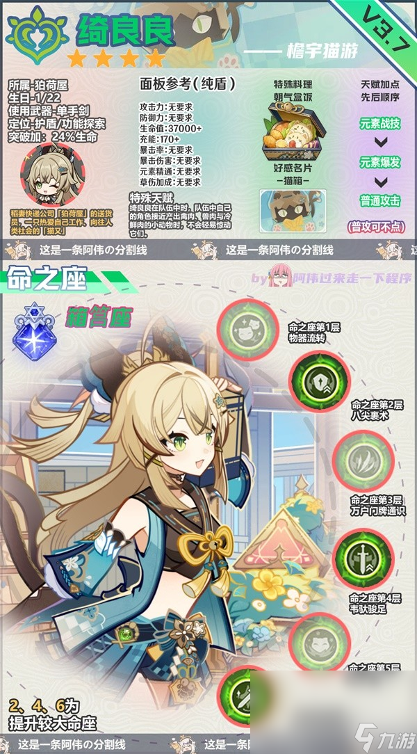 原神3 7版绮良良培养要点一览 原神 九游手机游戏